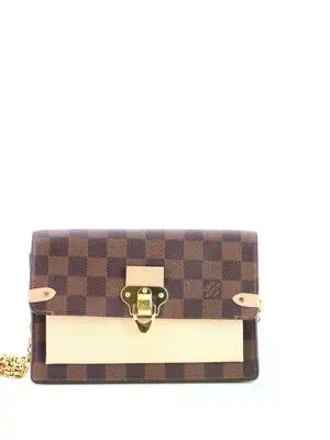 LOUIS VUITTON Vavin Chain Wallet Nm Damier With Leather Crossbody Bag - Brown