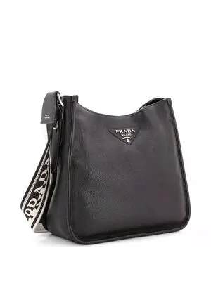 Prada Logo Strap Leather Hobo Bag