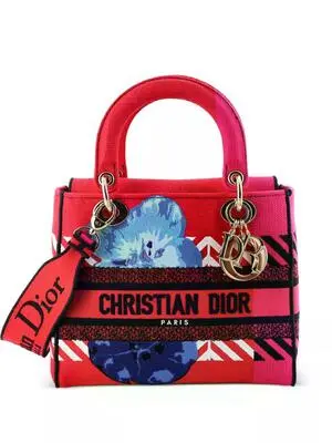 Dior Lady D-lite Embroidered Canvas Medium Satchel - Multicolour