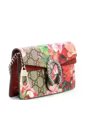 Gucci Dionysus Blooms Print Gg Coated Canvas Super Mini Crossbody Bag - Brown