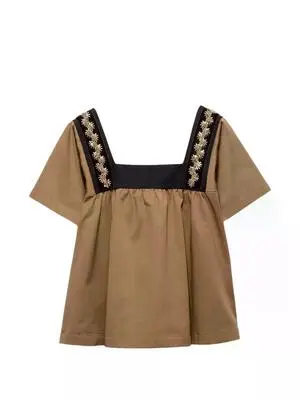 Prada Embroidered Old Gabardine Top