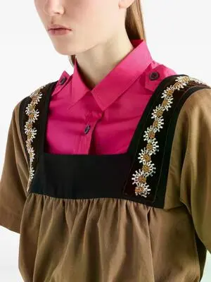 Prada Embroidered Old Gabardine Top