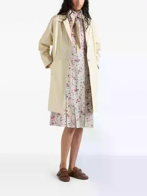Prada Floral-print Georgette Dress With Scarf - Neutrals