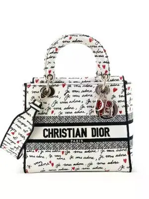 Dior Lady D-lite Embroidered Canvas Satchel - Multicolour