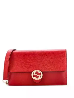Gucci Interlocking Wallet On Chain Leather Crossbody Bag