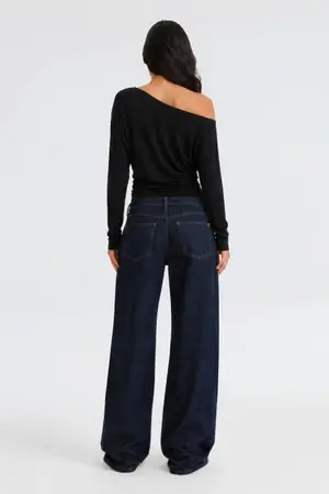MONLICIA Luna Off-shoulder Draped Long Sleeve Stretch Top
