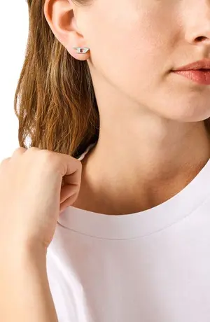 DIESEL® D Logo Enamel Stud Earring