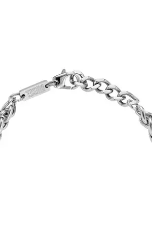 DIESEL® Oval D Enamel Chain Bracelet - Silver/red