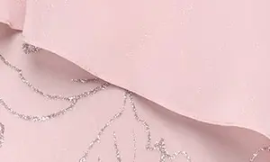 SL FASHIONS Cape Sleeve Floral Glitter Mesh Gown - Blush