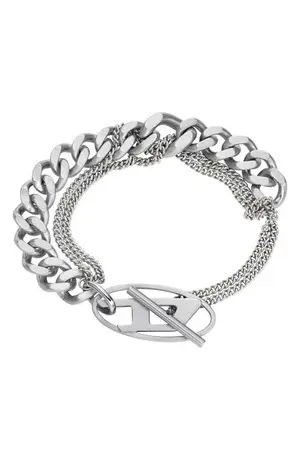 DIESEL® Oval D Toggle Chain Bracelet - Silver
