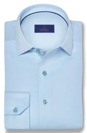 David Donahue Knit Cotton Button-up Shirt