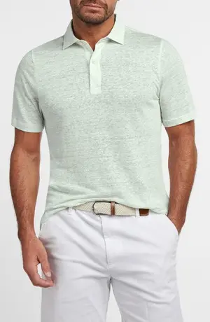 David Donahue Weekend Linen Polo - Beach Glass