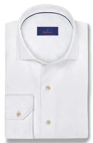 David Donahue Geometric Jacquard Sport Shirt