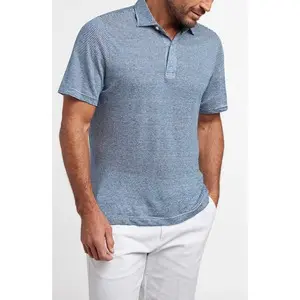 David Donahue Weekend Linen Polo - Estate Blue