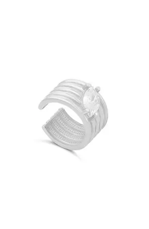 SHYMI Pear Cubic Zirconia Single Ear Cuff - Silver
