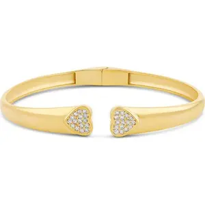 SHYMI Open Pavé Heart Cuff Bracelet Gold