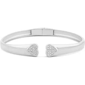 SHYMI Open Pavé Heart Cuff Bracelet - Silver