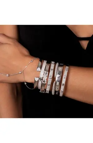 SHYMI Open Pavé Heart Cuff Bracelet - Silver