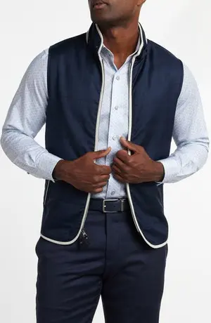 David Donahue Wool Urban Vest - Navy