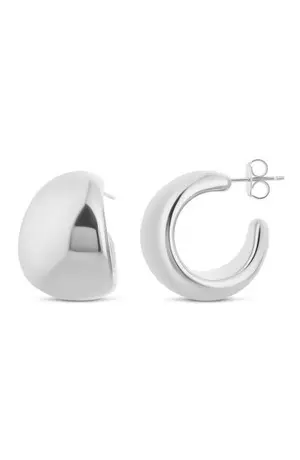 SHYMI Curved Huggie Hoop Earrings - Silver