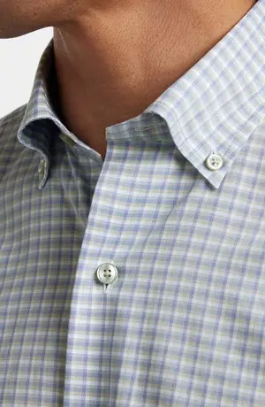 David Donahue Shadow Check Cotton Twill Button-down Shirt