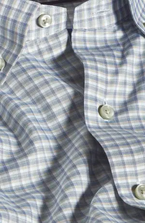 David Donahue Shadow Check Cotton Twill Button-down Shirt