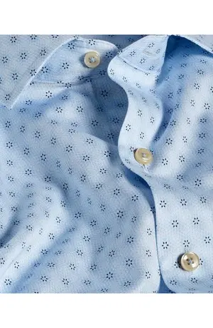 David Donahue Geometric Print Sport Shirt - Sky/navy