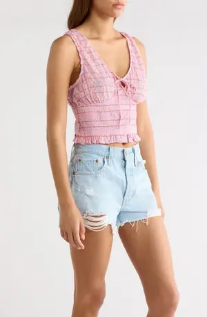 Rip Curl Paradise Check Cotton Blend Crop Tank