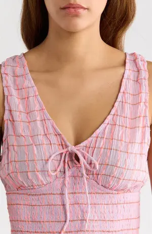 Rip Curl Paradise Check Cotton Blend Crop Tank