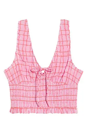 Rip Curl Paradise Check Cotton Blend Crop Tank