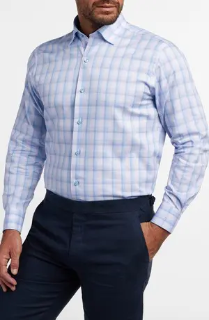 David Donahue Twill Check Sport Shirt