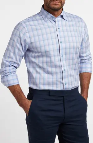 David Donahue Twill Check Sport Shirt