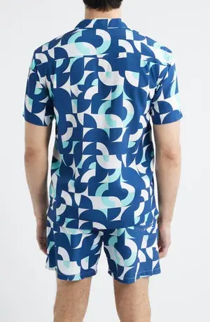 BOARDIES Print Camp Shirt - Blue Multi