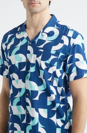 BOARDIES Print Camp Shirt - Blue Multi