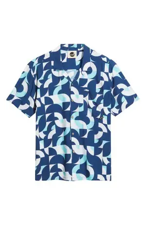 BOARDIES Print Camp Shirt - Blue Multi