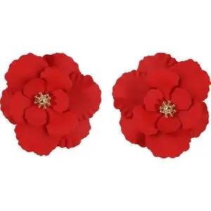PANACEA Flower Stud Earrings - Red