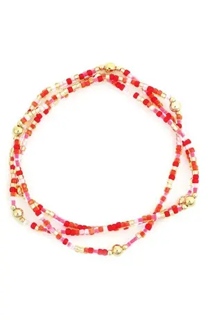 PANACEA Beaded Stretch Bracelet - Red
