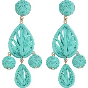 PANACEA Raffia Teardrop Earrings - Turquoise