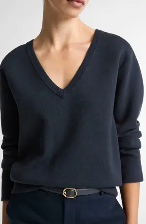 Vince Double Face V-neck Sweater - Eclipse