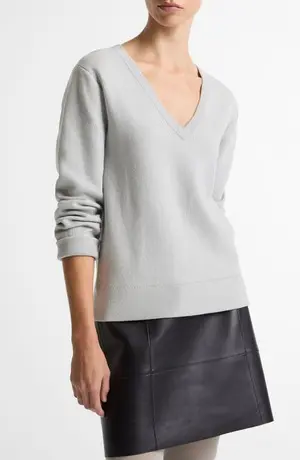 Vince Double Face V-neck Sweater - Pale Tide
