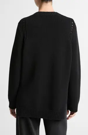 Vince Cotton Blend Tunic Sweater - Black