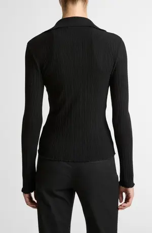 Vince Johnny Collar Rib Cardigan