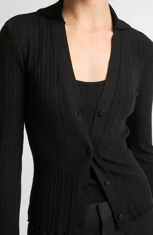 Vince Johnny Collar Rib Cardigan