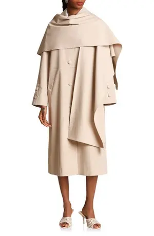 Avec Les Filles Trench Coat With Removable Scarf