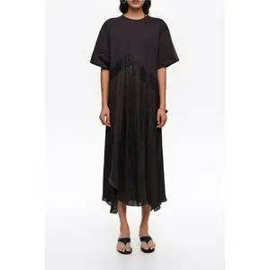 Bimba Y Lola Two-material Asymmetric Midi Dress