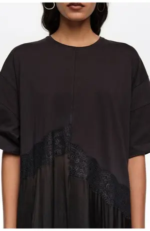 Bimba Y Lola Two-material Asymmetric Midi Dress