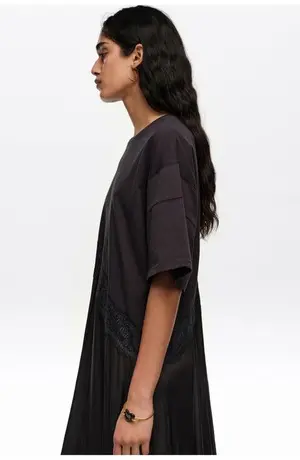 Bimba Y Lola Two-material Asymmetric Midi Dress