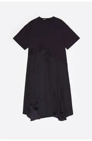 Bimba Y Lola Two-material Asymmetric Midi Dress
