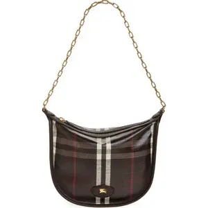Burberry Mini Highlands Check Coated Canvas Shoulder Bag