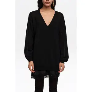 Bimba Y Lola Cotton V-neck Sweater - Black